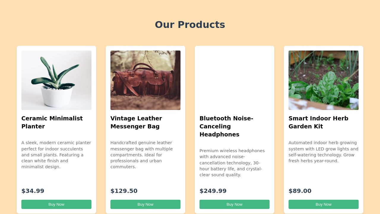 Template Product Card Page with Vue and JSON Data
